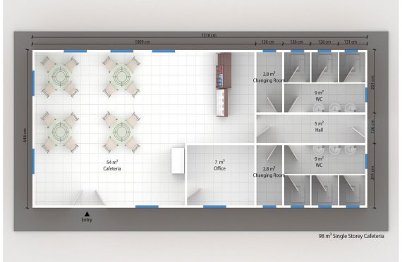 Modular Cafeteria 98 m²